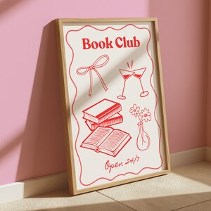 Vintage Book Club Wall Art - Digital Print for Book Lovers, Cozy ...
