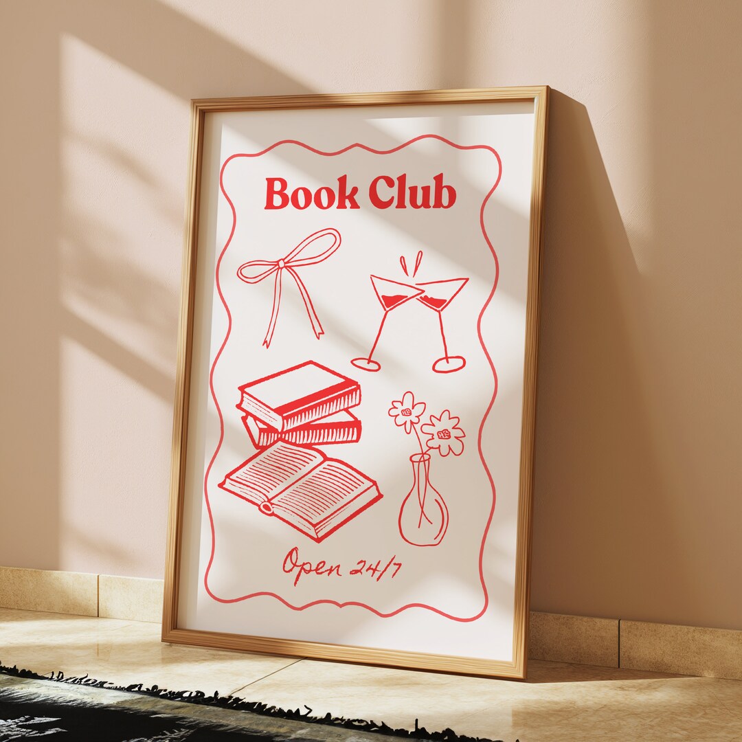 Vintage Book Club Art Print: Cozy Reading Nook Decor (digital Download ...