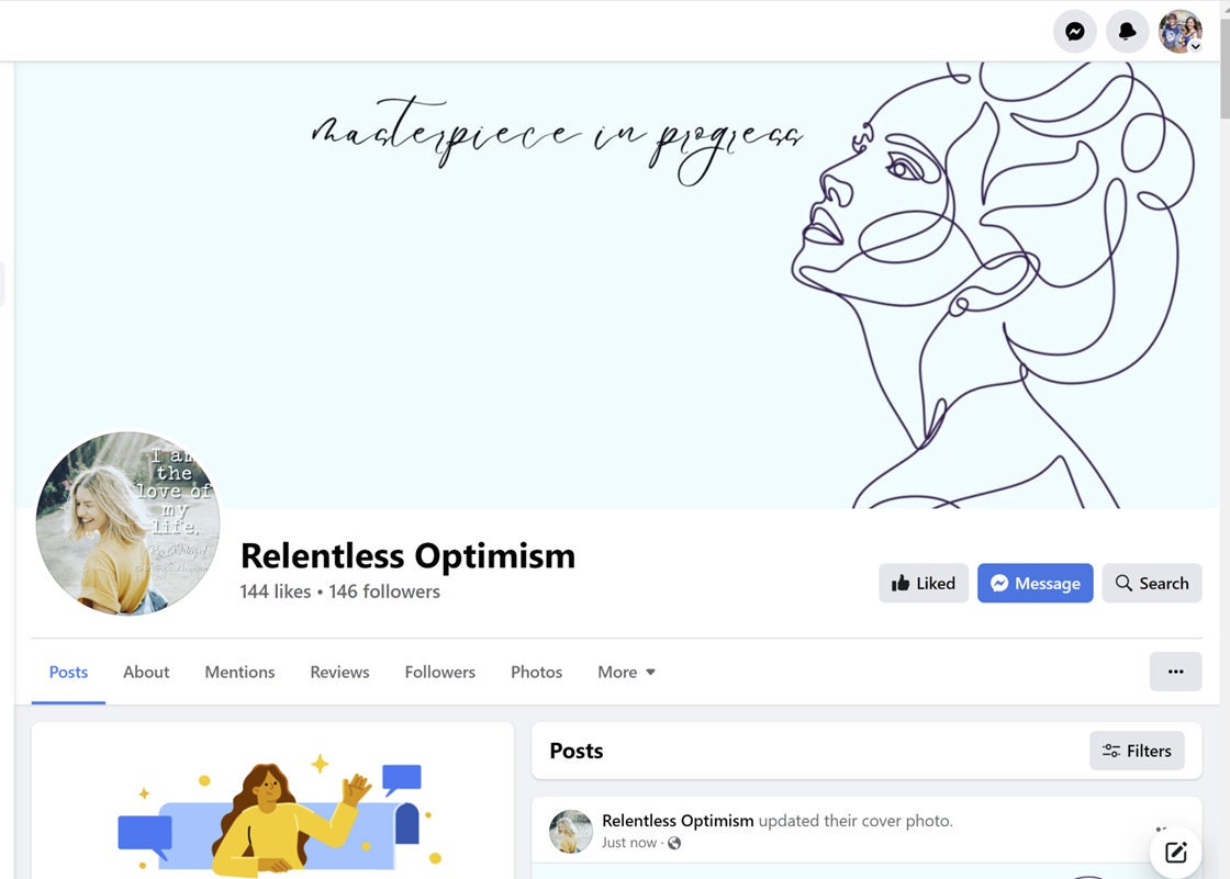 Masterpiece in Progress Facebook Cover Image - Etsy