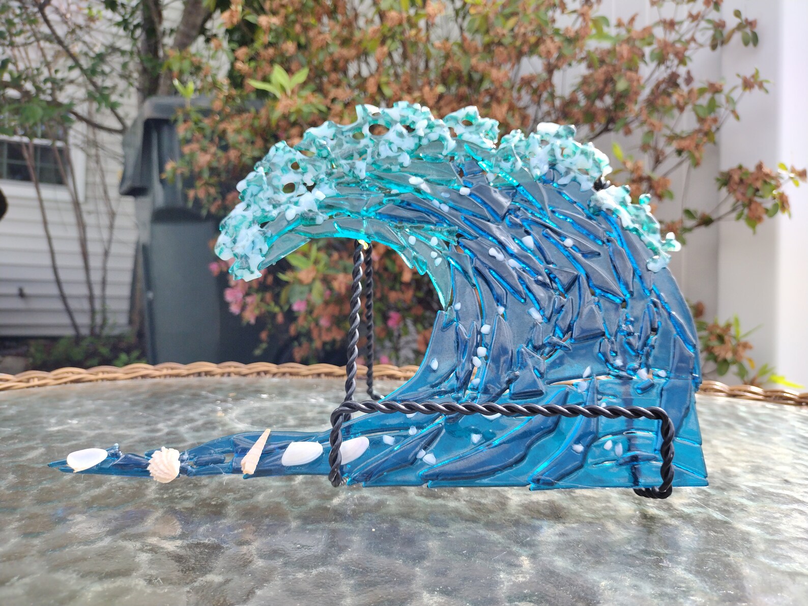 9 Inch Ocean Wave Sculpture Fused Glass Art - Etsy