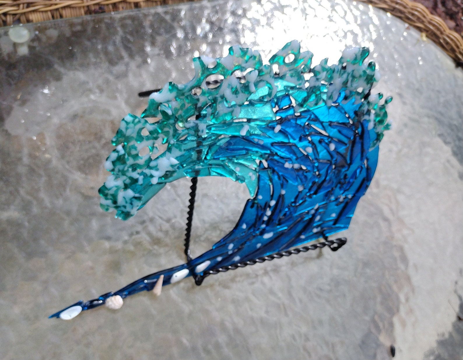 9 Inch Ocean Wave Sculpture Fused Glass Art - Etsy