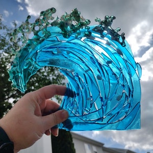 9 Inch Ocean Wave Sculpture Fused Glass Art - Etsy