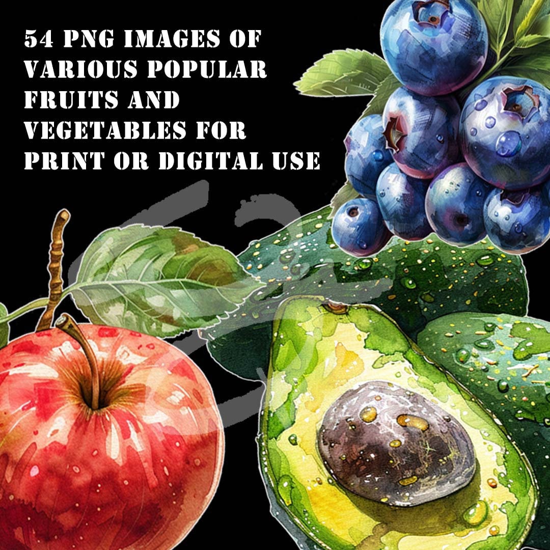 Fruits and Veggies Clip Art Pack ? PNG Images - Etsy