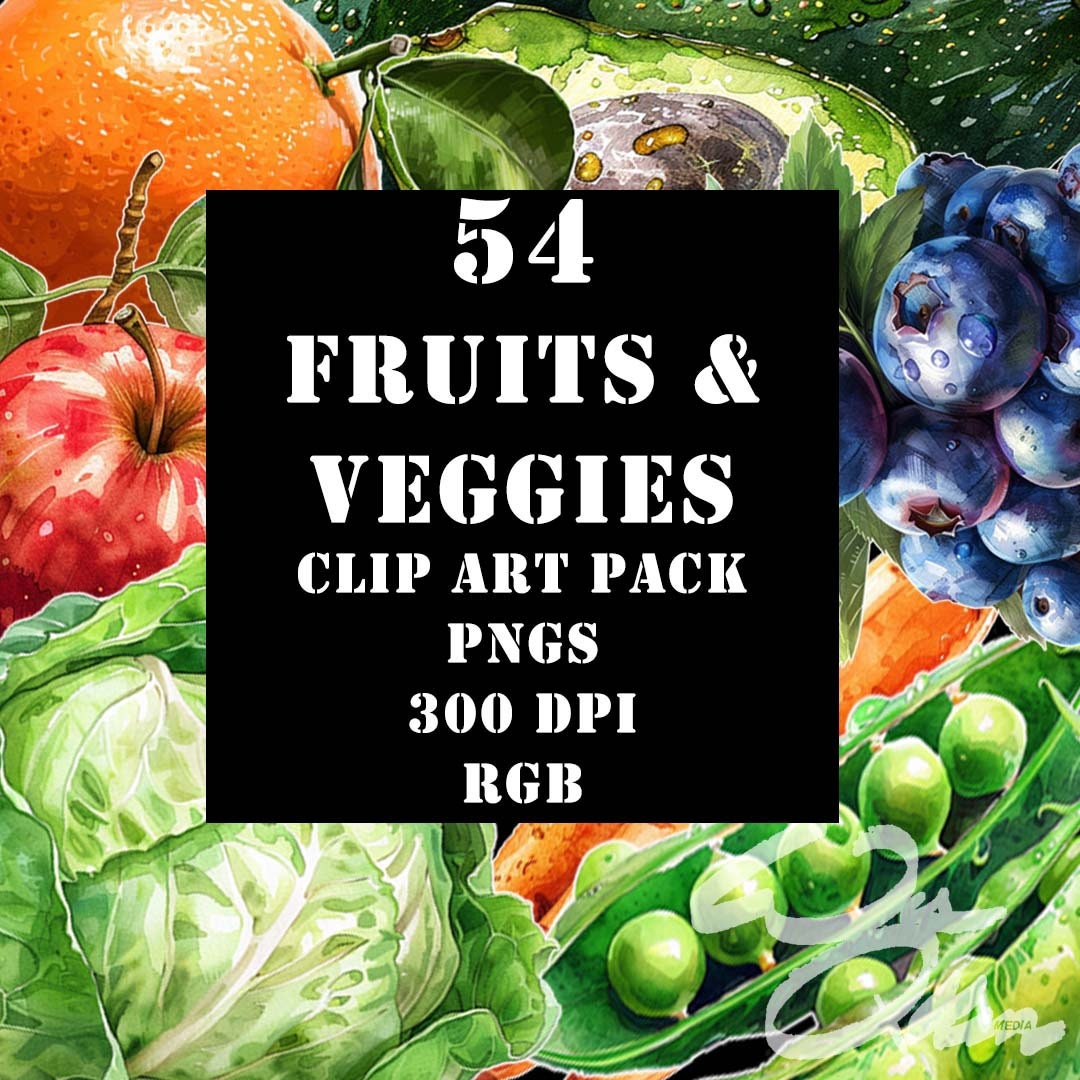 Fruits and Veggies Clip Art Pack ? PNG Images - Etsy