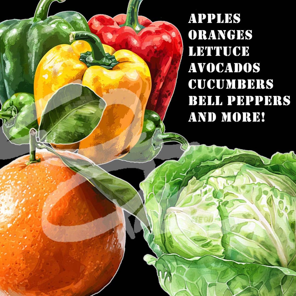 Fruits and Veggies Clip Art Pack ? PNG Images - Etsy
