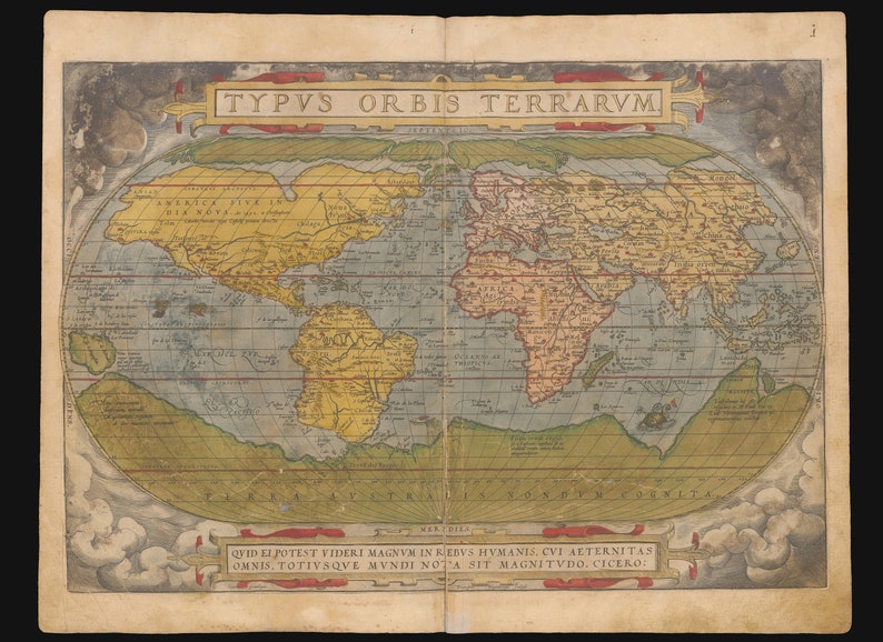 The Old Map of the World Abraham Ortelius 1527-1598 800 Dpi - Etsy