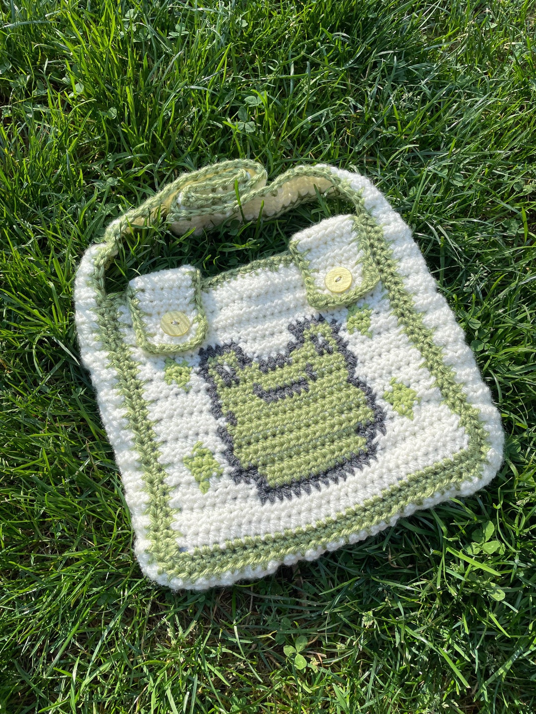 Handmade Crochet Frog Toad Bag Purse Tote Knit Animal Cute Cottagecore ...