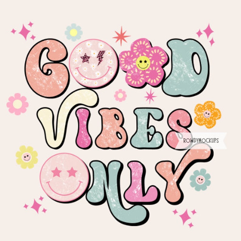 Preppy Good Vibes Smiley Face PNG - Etsy