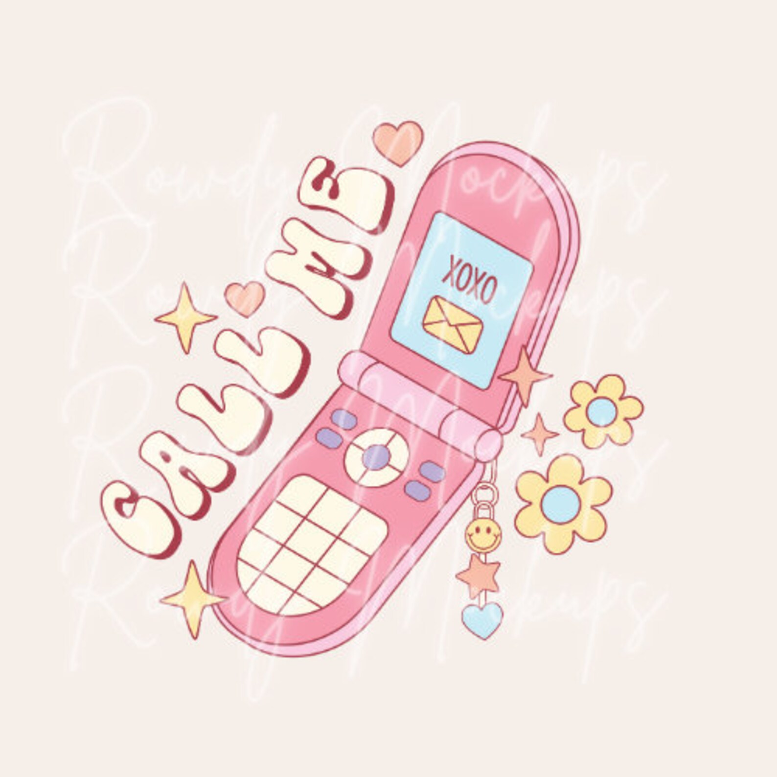 Call Me Preppy Pink Flip Phone PNG Y2K Preppy - Etsy
