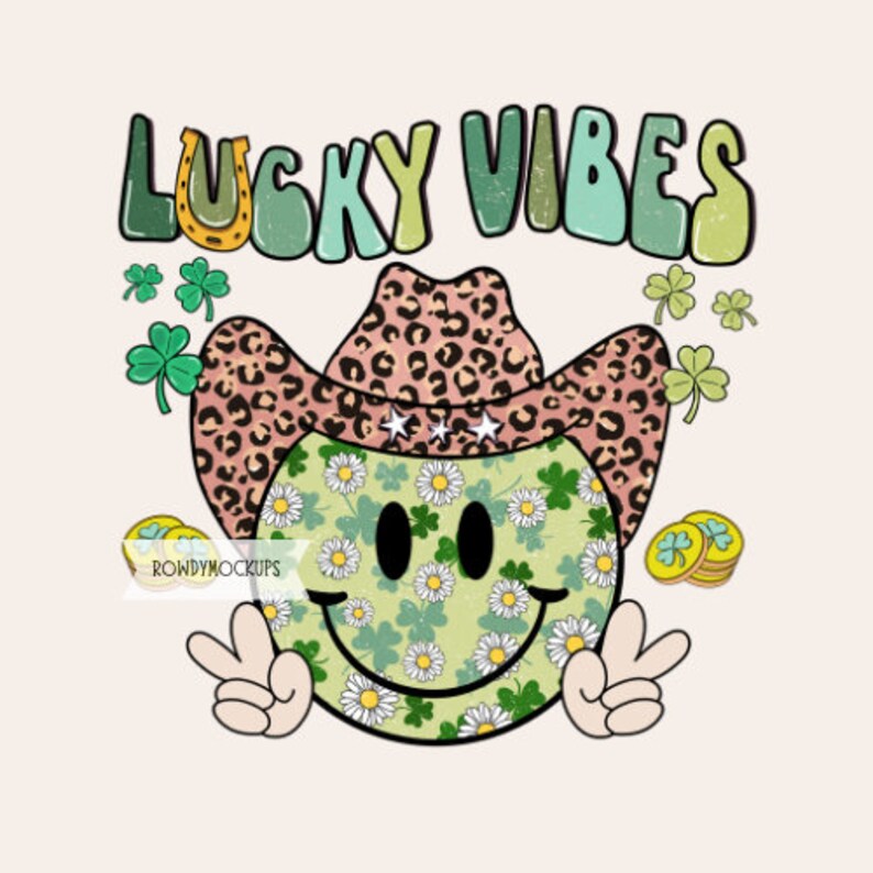 Western Preppy Smiley Face St Patricks Day PNG - Etsy