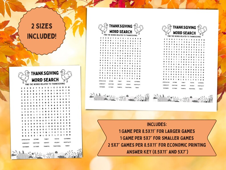 4 Black & White Thanksgiving Day Printable Word Searches | Holiday ...
