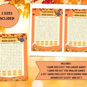 Thanksgiving Printable Word Search | Holiday Party Game for Kids and ...