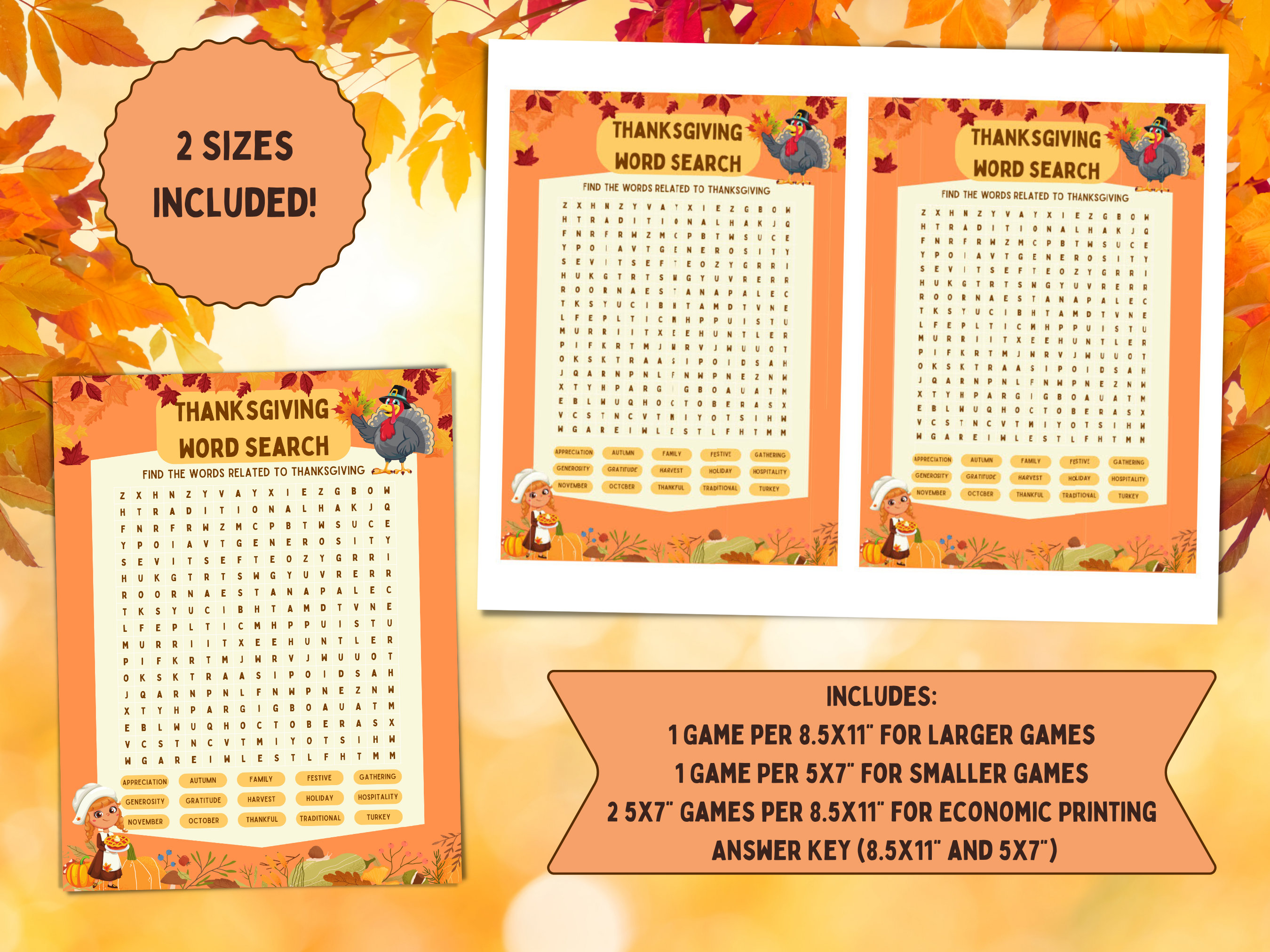 Thanksgiving Printable Word Search | Holiday Party Game for Kids and ...