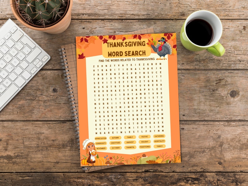 Thanksgiving Printable Word Search | Holiday Party Game for Kids and ...
