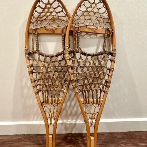 Mounted Pair of Iverson Snowshoes modified Bear Paw Size - Etsy