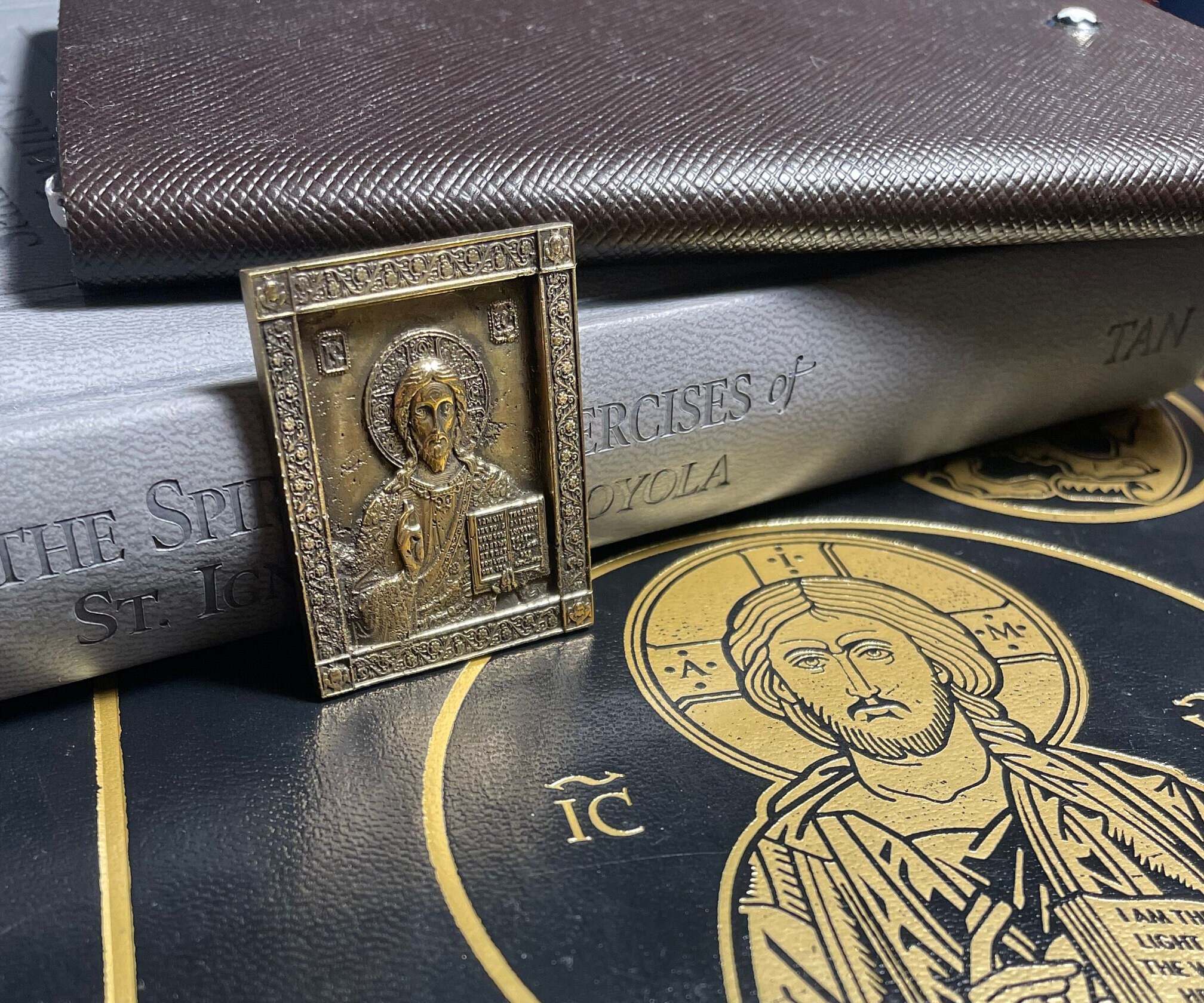 Brass - Jesus Christ - Pantocrator Icon - Pocket Size - Pandokrator ...