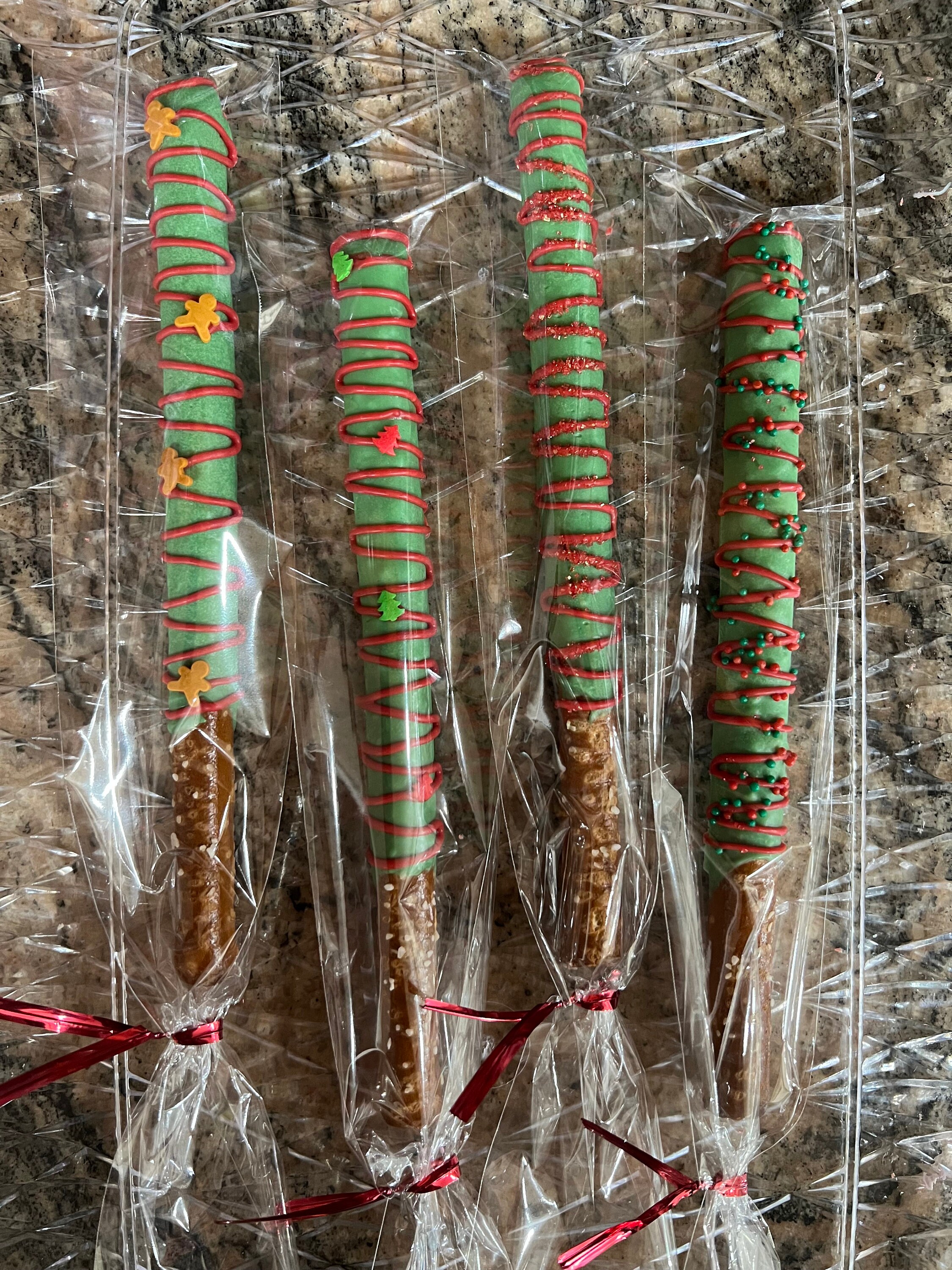 Christmas Chocolate Covered Pretzel Rods Holiday Party Treats - Etsy UK