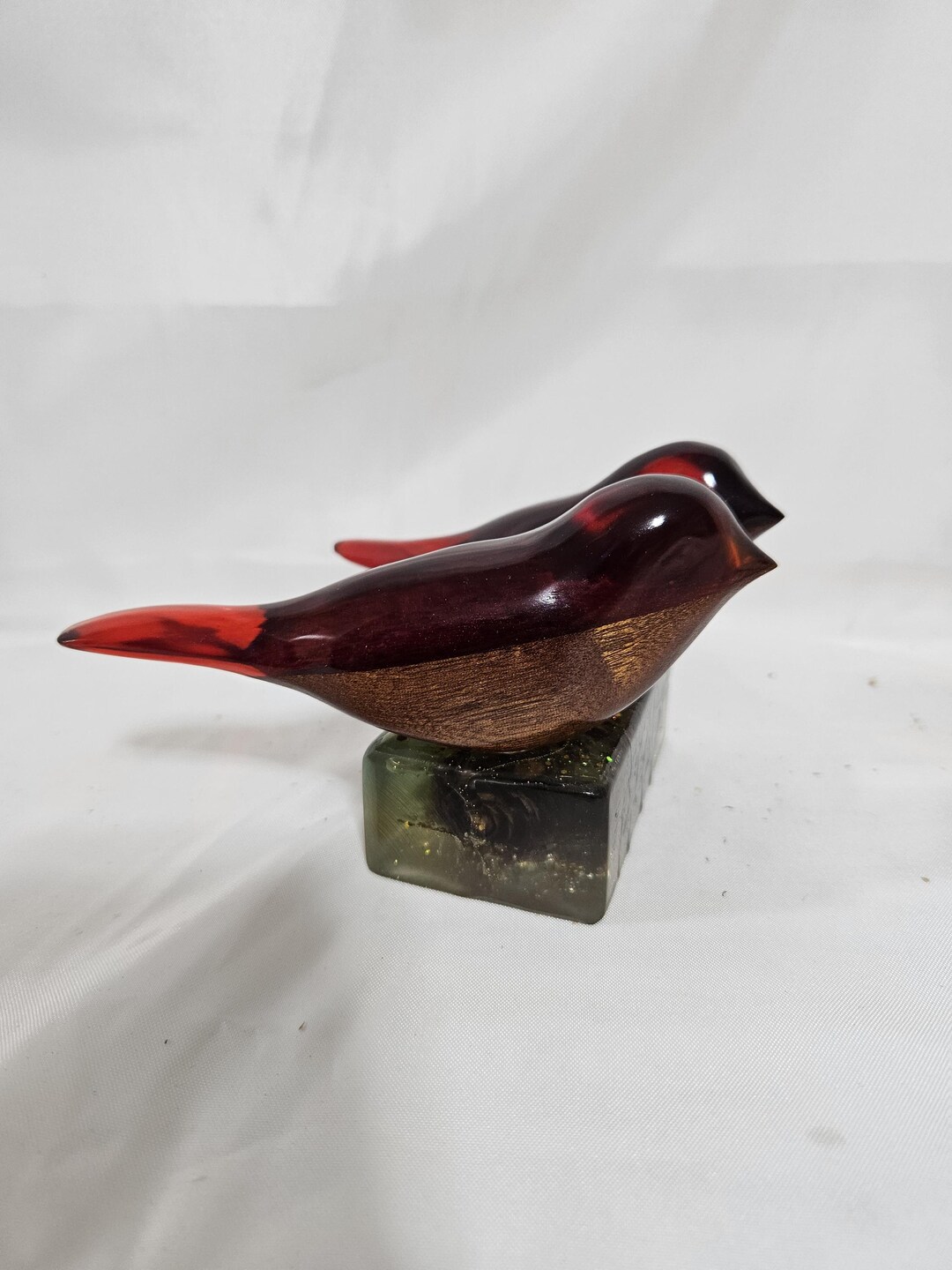 Hand Carved Walnut Epoxy Bird Sculpture - Pinecone Base - Etsy