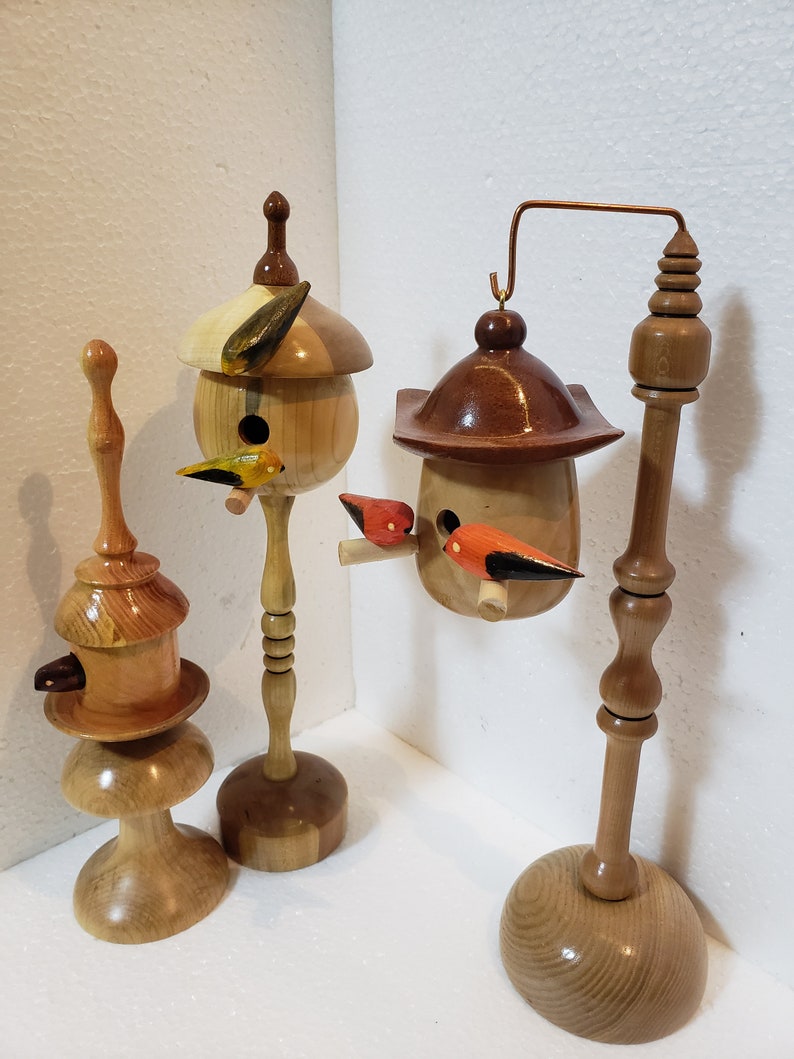 Handmade Wood Turned Bird House Ornament: Miniature Barrel Design - Etsy