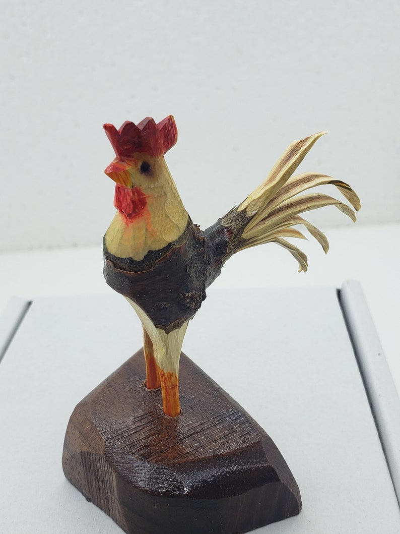 Handmade Rooster,rooster Figurine, Whittled Chicken, Miniature ...