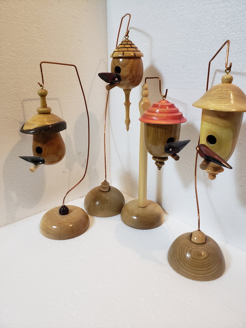 Handmade Wood Turned Bird House Ornament: Miniature Barrel Design - Etsy