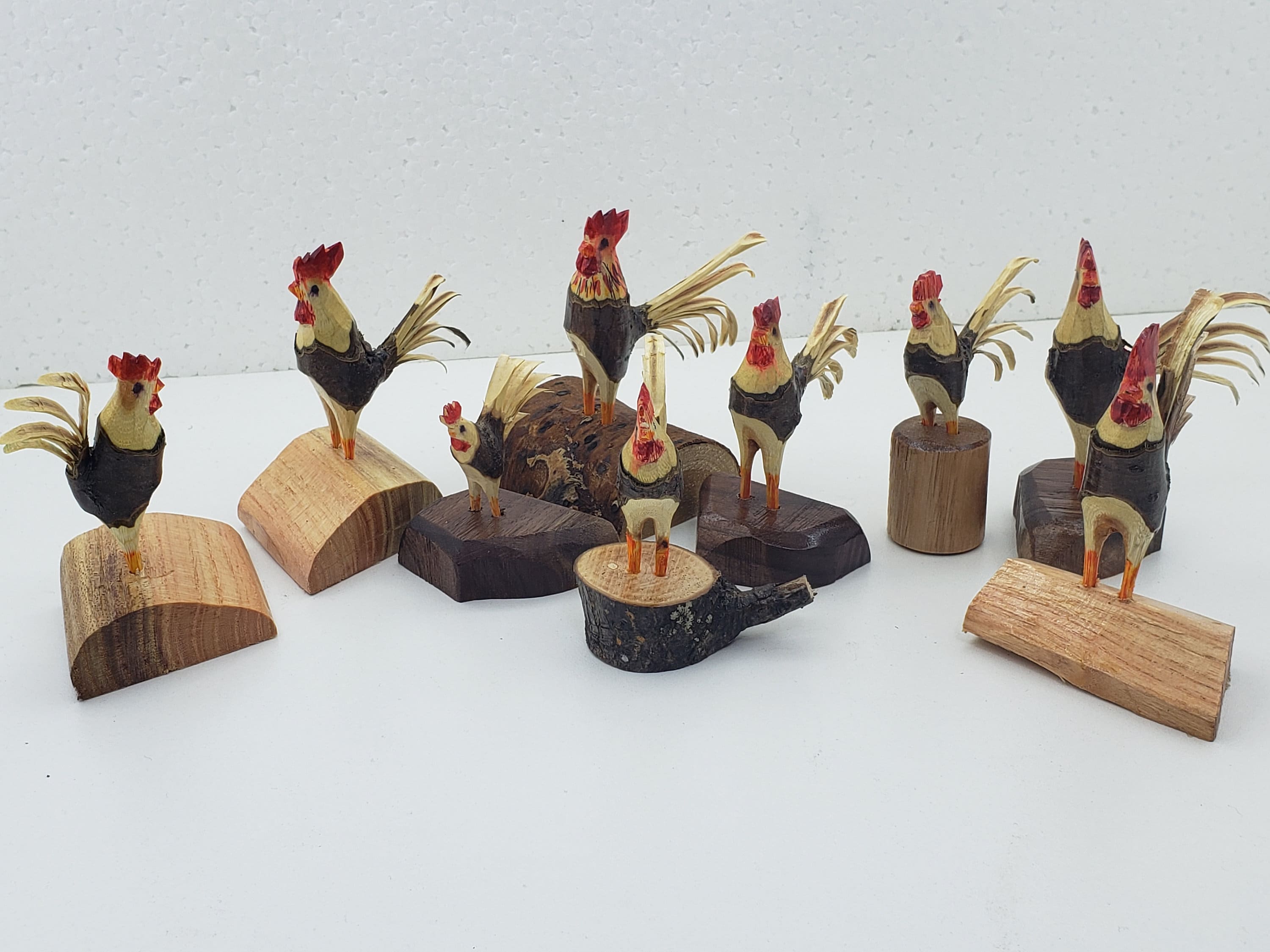 Handmade Rooster,rooster Figurine, Whittled Chicken, Miniature ...