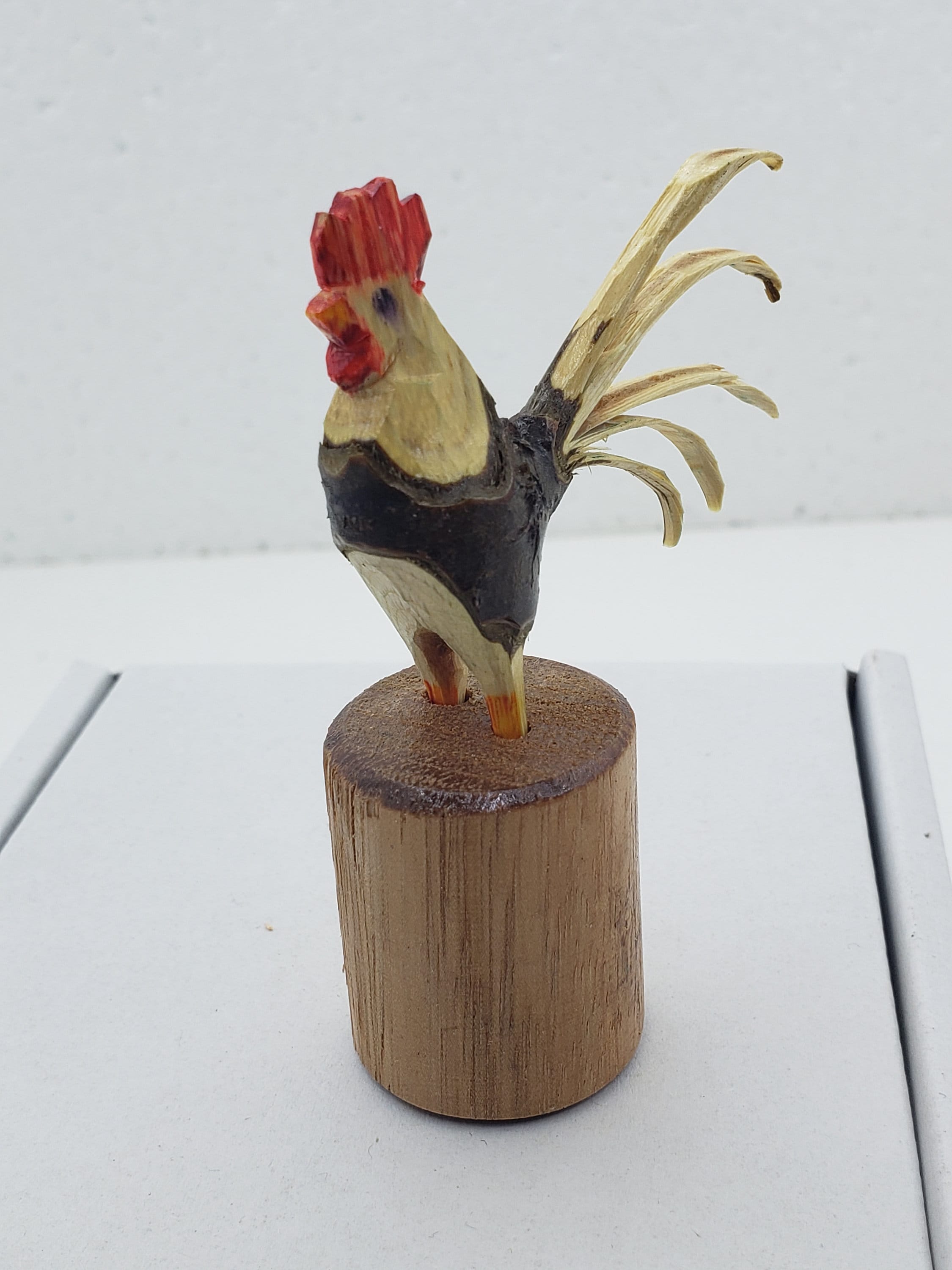 Handmade Rooster,rooster Figurine, Whittled Chicken, Miniature ...