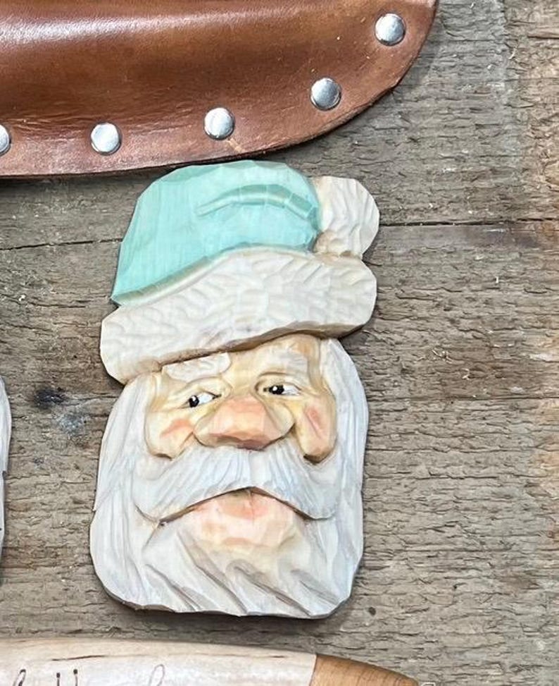 Hand Carved Santa Magnets Customize the Hat - Etsy
