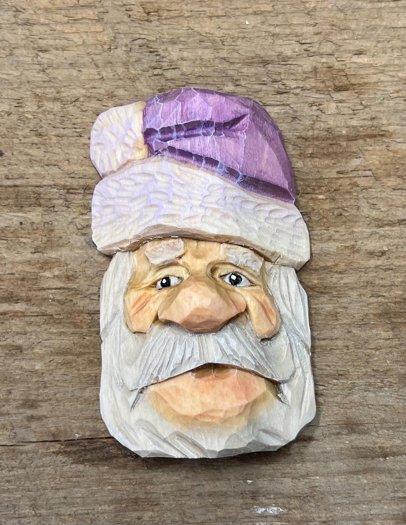 Hand Carved Santa Magnets Customize the Hat - Etsy