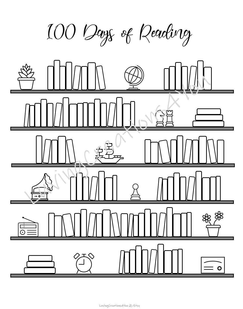 100 Days of Reading Instant Download Printable - Etsy