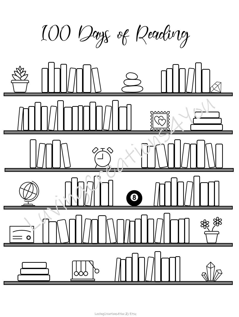 100 Days of Reading Instant Download Printable - Etsy