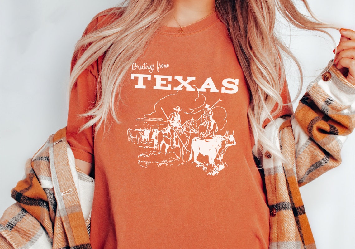 Greetings From Texas Graphic Shirt Cowboy Shirt Texas Tee - Etsy