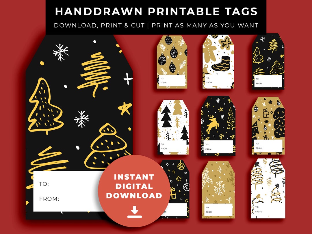 Printable Christmas Tags, Holiday Gift Tags, Printable Gift Tags ...