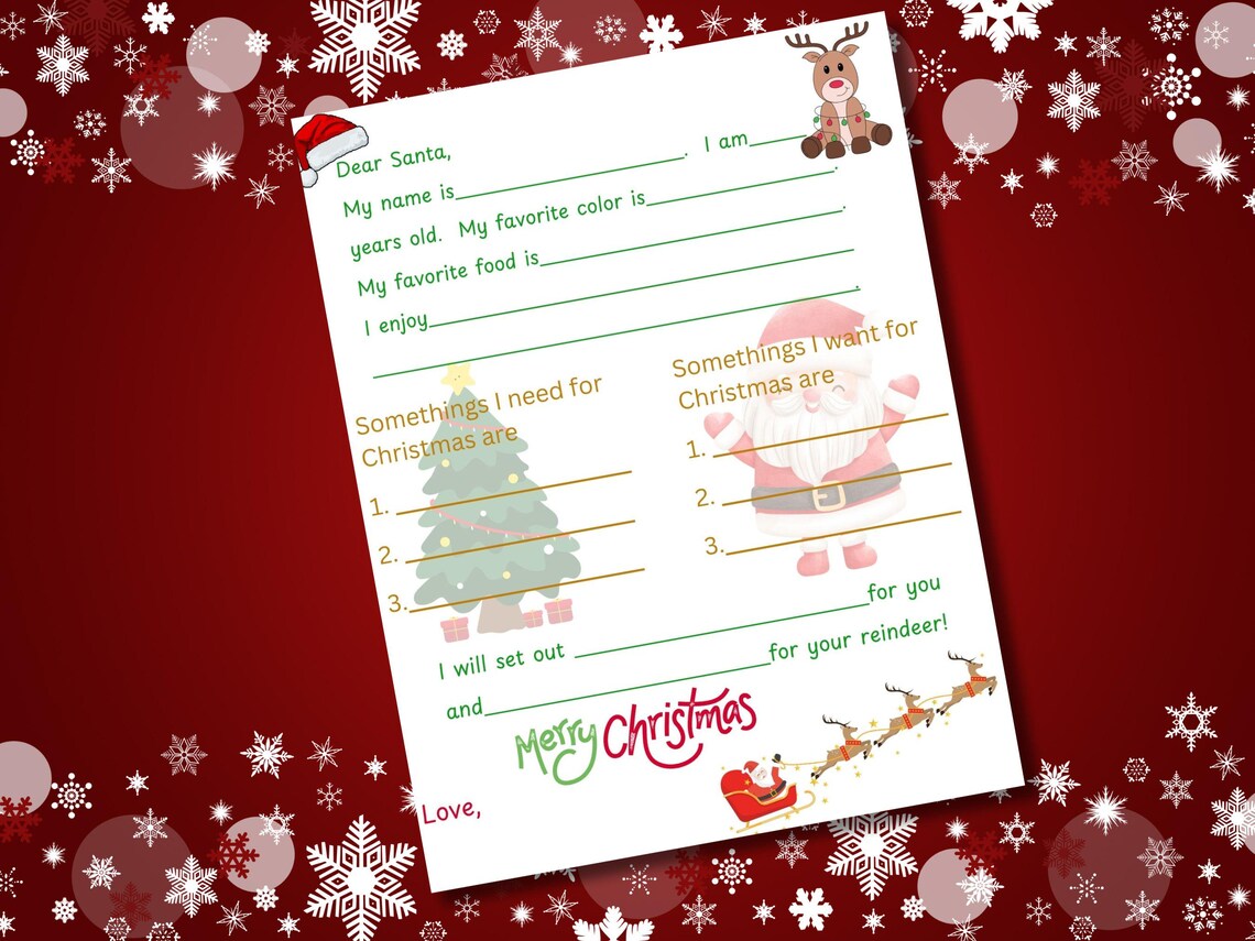Letter to Santa Printable Easy to Print Letter to Santa Letter Instant ...