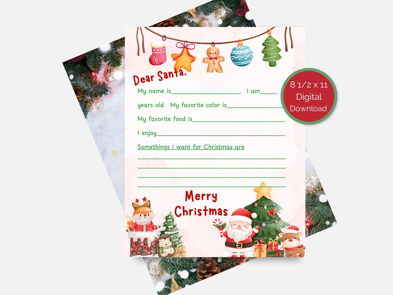 Letter to Santa Printable Easy to Print Letter to Santa Letter Instant ...