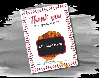 Baseball Coach Gift Card Holder, Baseball Coach Thank You Card, Thank ...