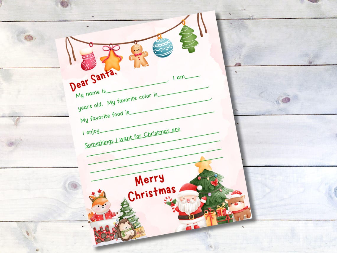 Letter to Santa Printable Easy to Print Letter to Santa Letter Instant ...
