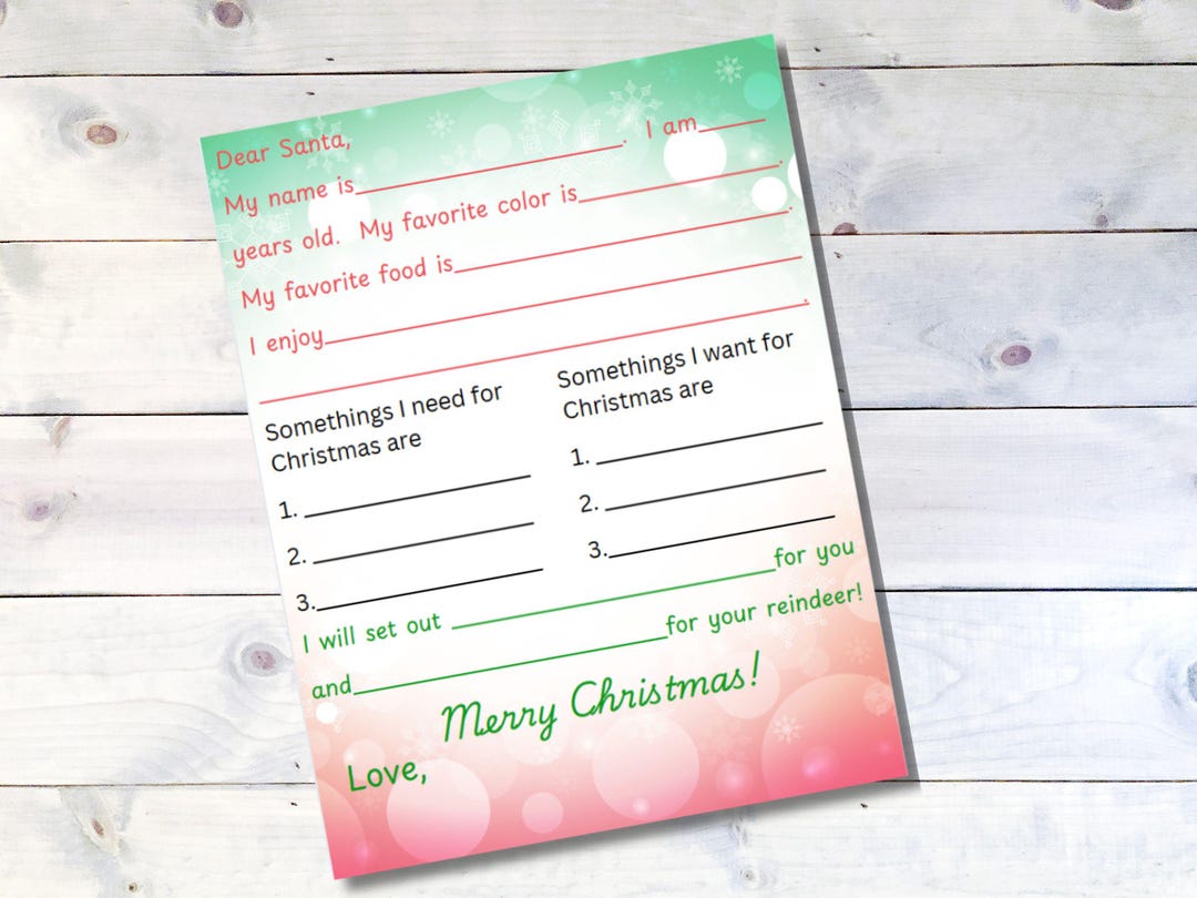Letter to Santa Printable Easy to Print Letter to Santa Letter Instant ...