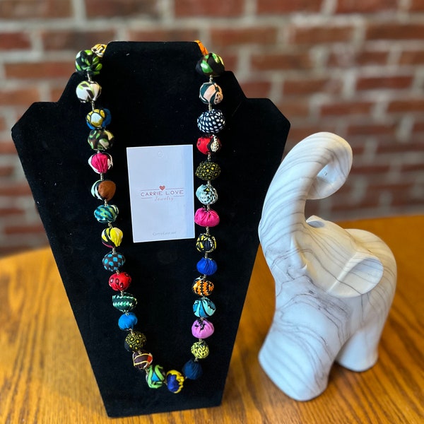 Fabric Bead Necklace - Etsy