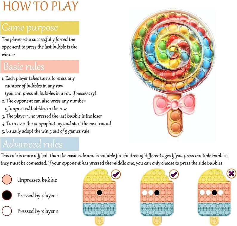 Lollipop Fidget Pop It Toys: Sensory Party Favors - Etsy