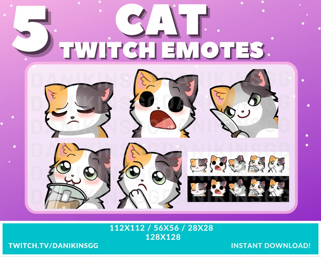 5 Cute Cat Twitch Emotes | Calico | Cute Kitty Cat | Kitten | Emote ...