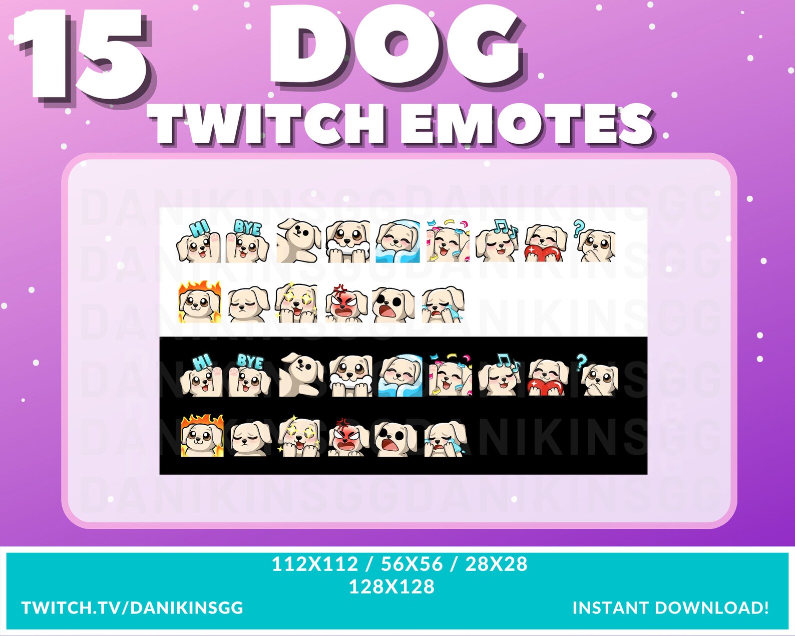 15 Cute Dog Twitch Emotes | Golden Retriever | Emote Pack | Puppy - Etsy