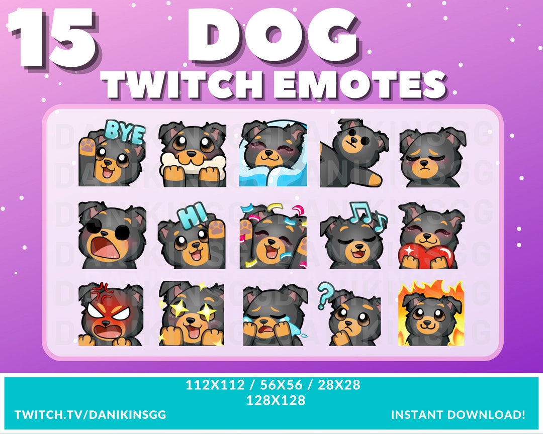 15 Cute Dog Twitch Emotes | Rottweiler | Emote Pack | Puppy - Etsy