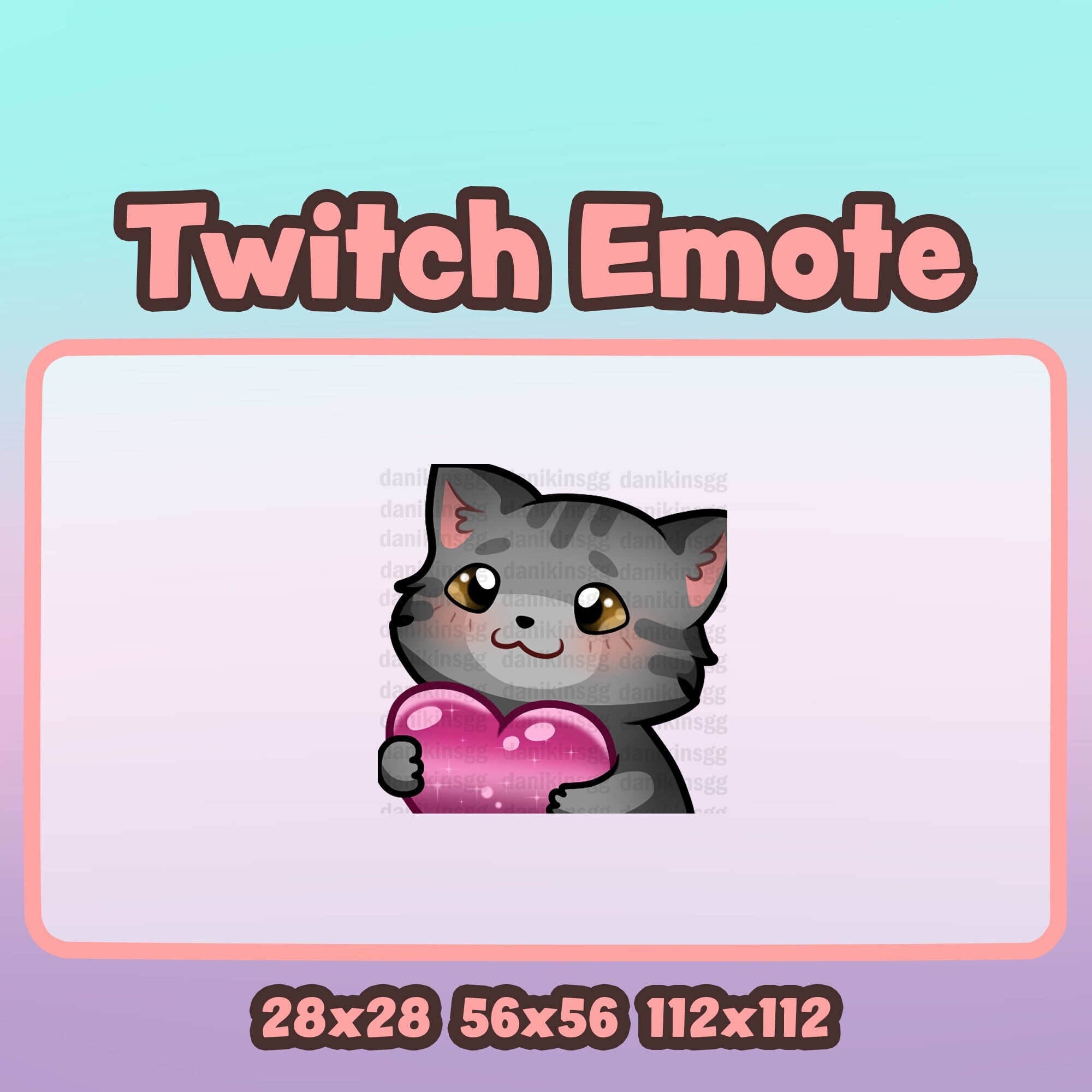 Cute Cat Twitch Emote | Love | Grey | Cute Kitty Cat | Kitten - Etsy