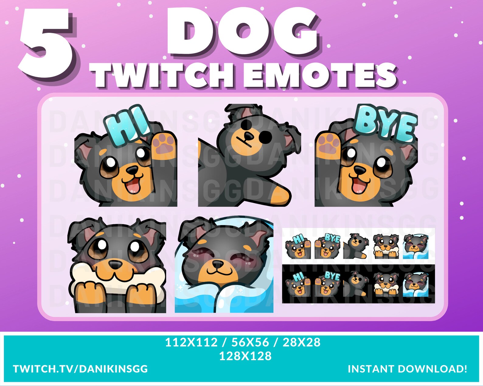 5 Cute Dog Twitch Emotes | Rottweiler | Emote Pack | Puppy - Etsy