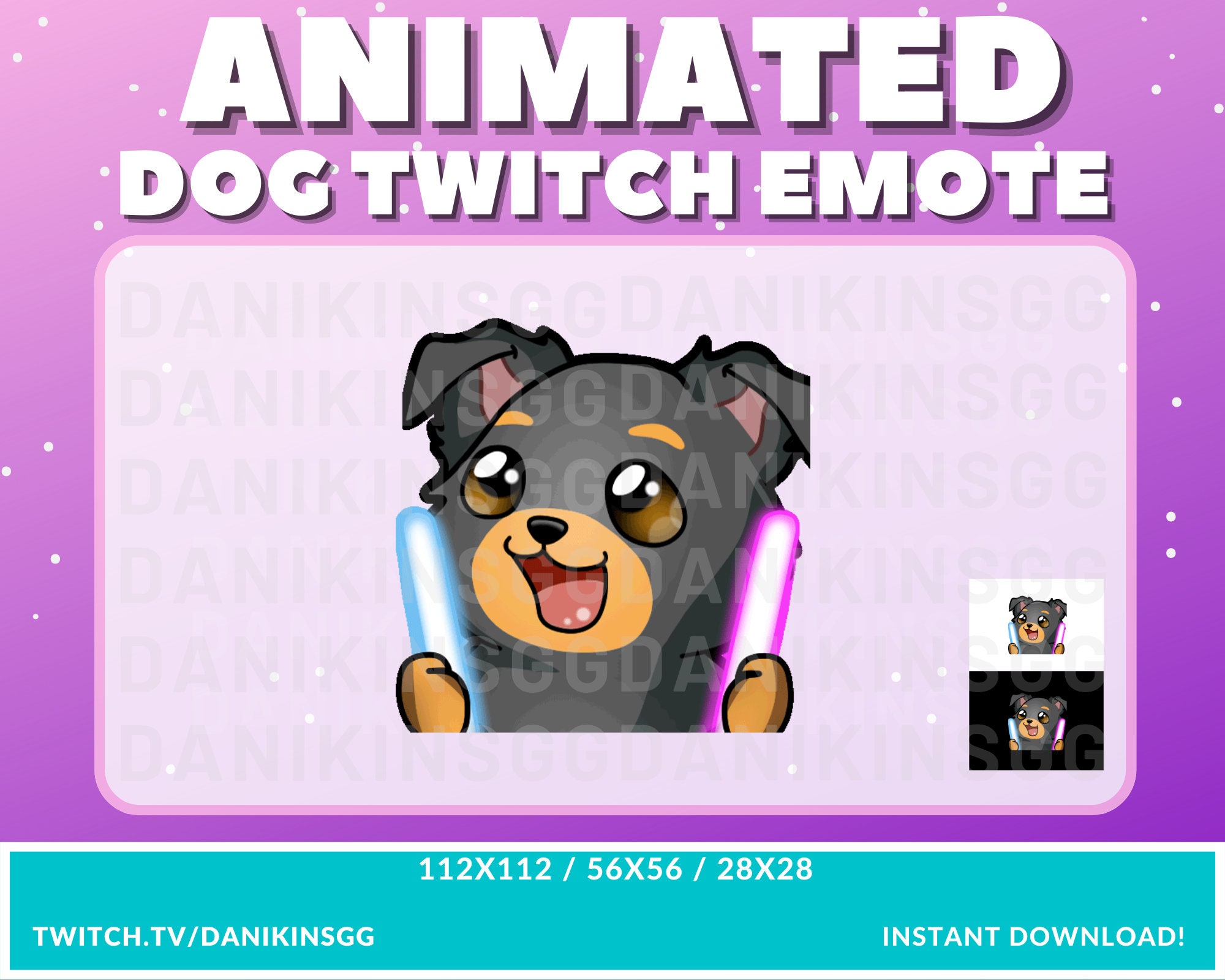 ANIMATED DOG GLOWSTICK Twitch Emote | Cute Dog | Puppy | Wiggle ...