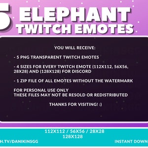 5 Cute PINK Elephant Twitch Emotes | Emote Pack | Rage Pog Sad Feelsbad ...