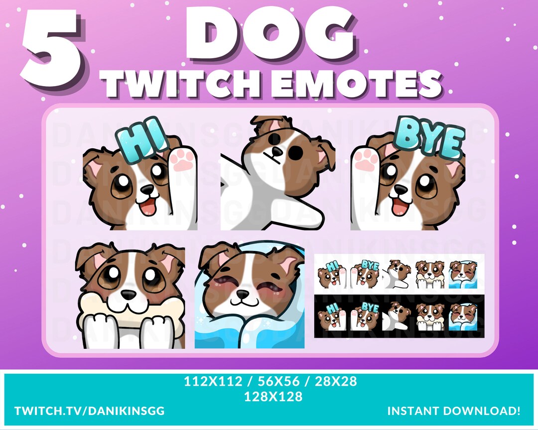 5 Cute Dog Twitch Emotes | Brown and White | 3 Different Eye Colors ...