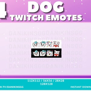4 Cute Dog Twitch Emotes | White | Emote Pack | Puppy - Etsy