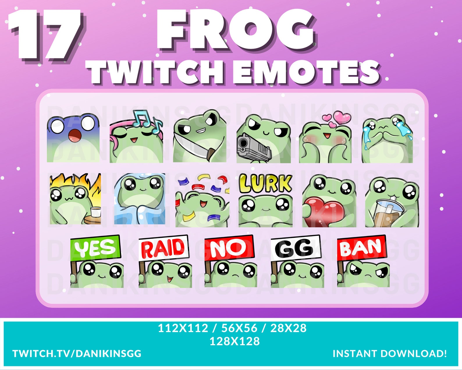 17 Cute Frog Twitch Emotes | Emote Pack | Cute Frog | Text Emotes ...